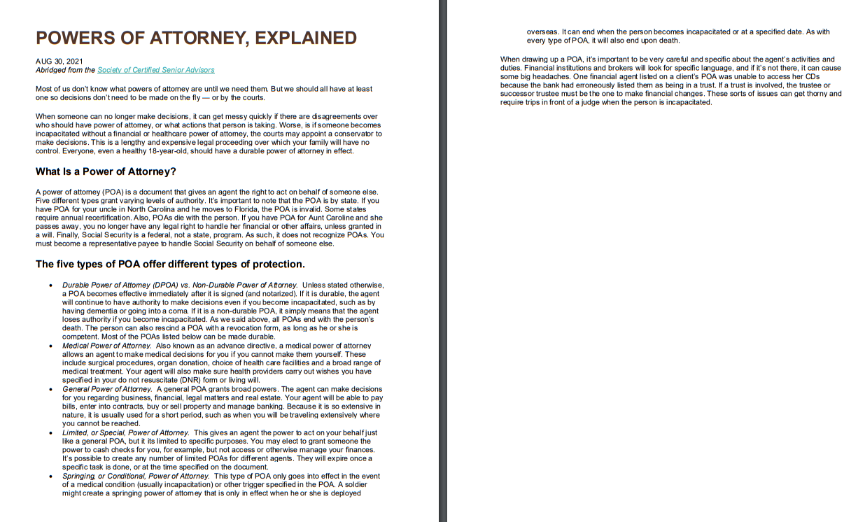 Power of Attorney, Explained – OBrien Care Management Services